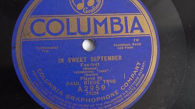 Paul Biese Trio - 78rpm single 10-inch – Columbia #A2959 In Sweet ...