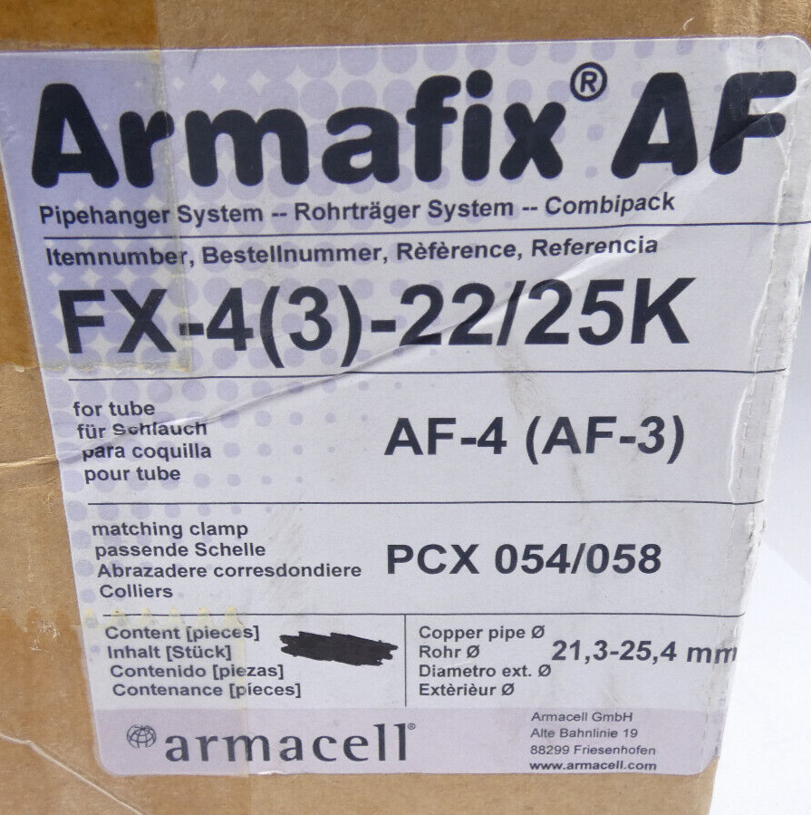 5x Armacell Armafix AF FX-4(3)-22/25K Rohrschelle für Kupferrohre Ø 21 ...