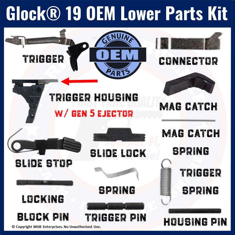 Glock 19 Lower Part Kit Gen 3 OEM G19 LPK Armorer G5 Complete Custom ...