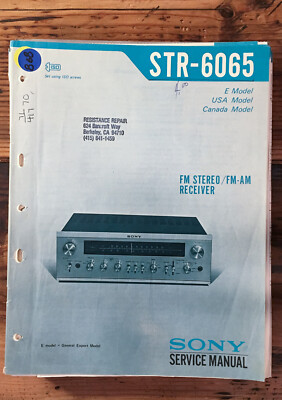 Sony STR-6065 Receiver Service Manual *Original* | eBay