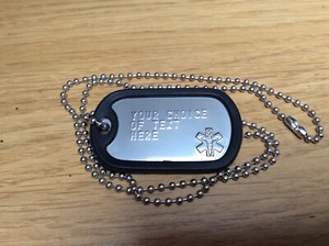 Medical Alert Personalised Stainless Steel Dog Tag Army US Military ...