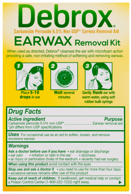 Debrox Drops Earwax Removal Aid Kit 15 Ml Drops With Bulb Syringe | eBay