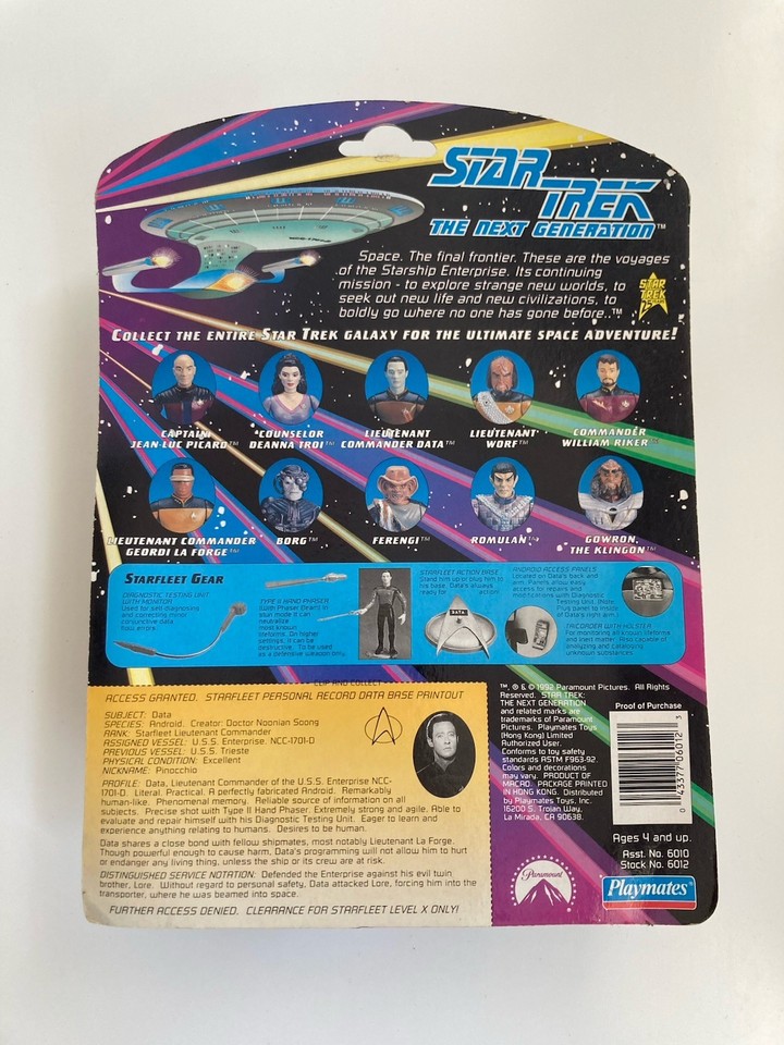 Star Trek The Next Generation Lieutenant Commander Data TNG | eBay