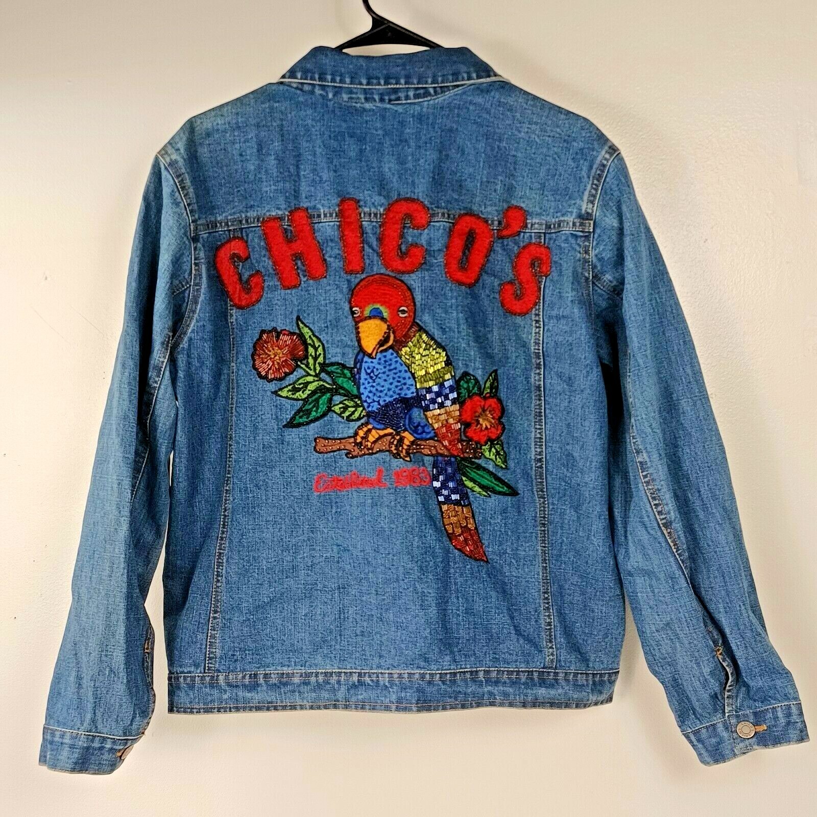Chicos Vintage Denim Jacket With Embroidery And Beadw… - Gem
