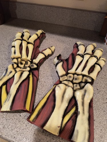 Sculpted Skeleton Hands Bone Gloves Halloween Costume Adult | eBay