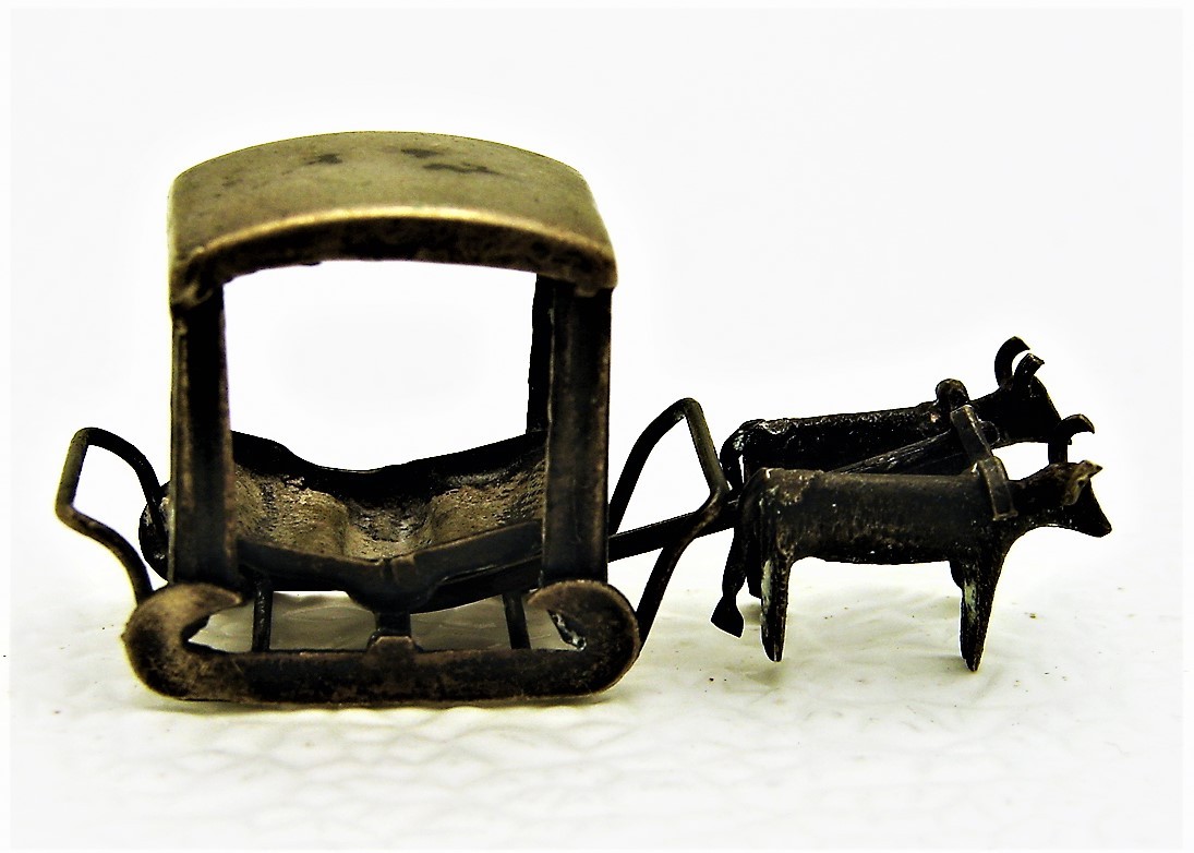 Silver Miniature Toy Oxen Drawn Slay Cart Carriage Coach | eBay
