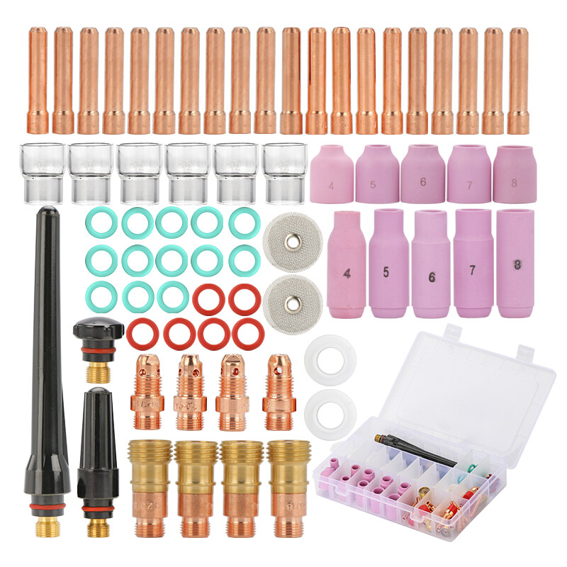 71pcs TIG Welding Torch Kit for WP-17/18/26 Stubby Gas Lens #12 Cup
