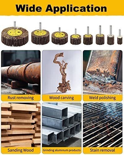 8 Pcs Flap Wheel Sander Set 1/4" Shank 8Size Flapper Wheel Long-Lasting ...