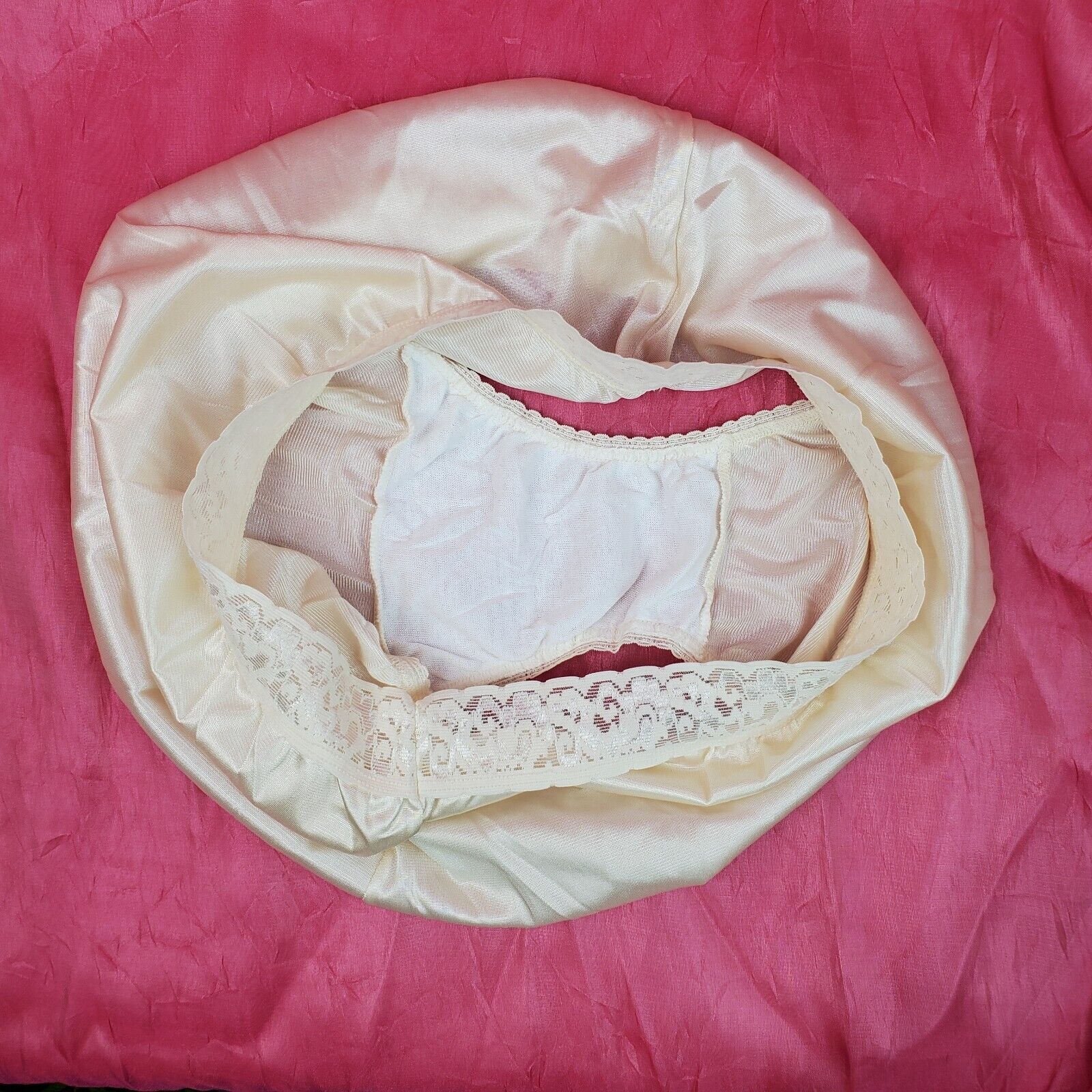 Vtg Sheer Panties Shiny Silky Nylon Gusset W Lace Size 9 Sissy Sexy