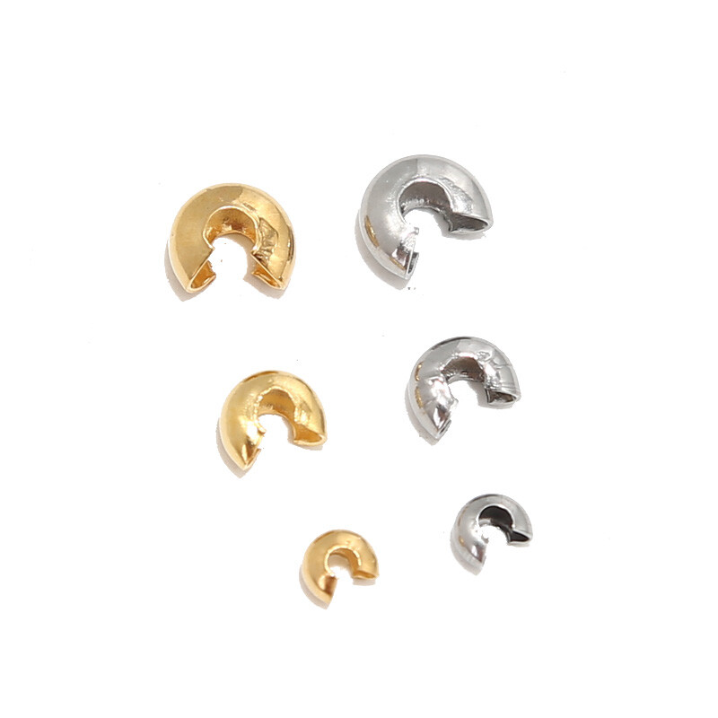 Stainless Steel Gold Plated Round Crimp Cover Dia 3 4 5mm Round End ...