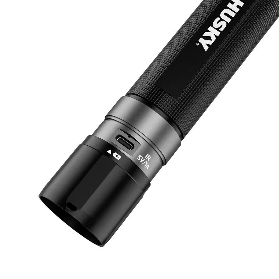 Husky 2500 Lumens Dual Power LED Focusing Flashlight Rechargeable ...