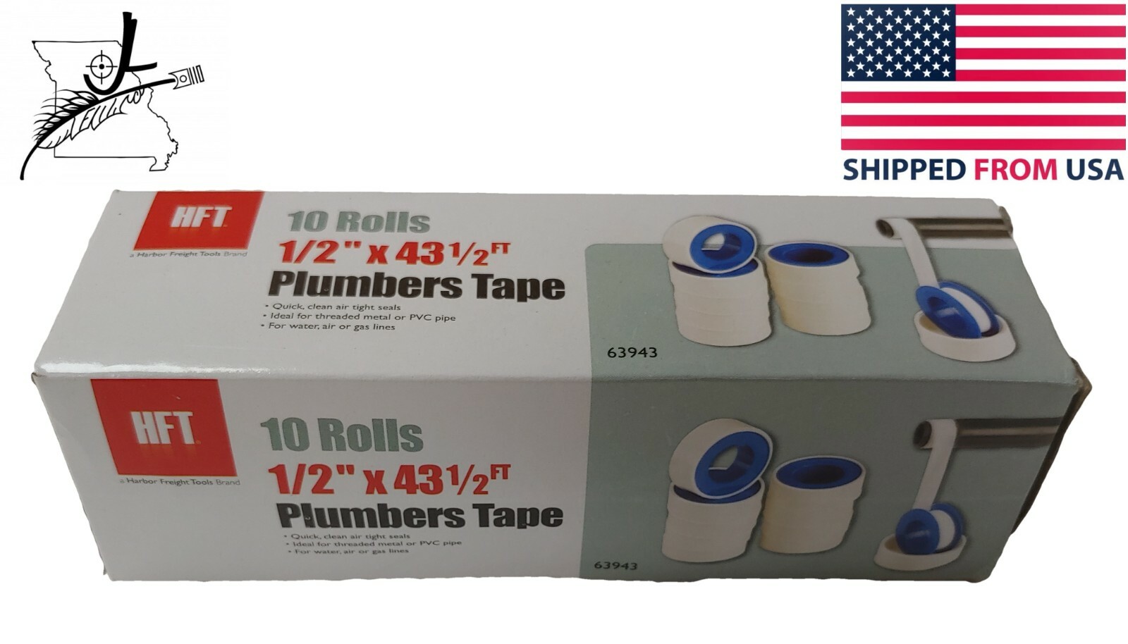 Plumbers Teflon Tape 10 Rolls 1/2"x43.5' Thread Seal Pipe PTFE Ribbon ...