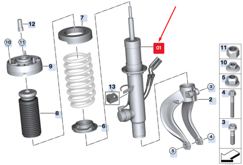 BMW X5 F15 Front Left Shock Absorber 37106875085 6875085 NEW GENUINE ...