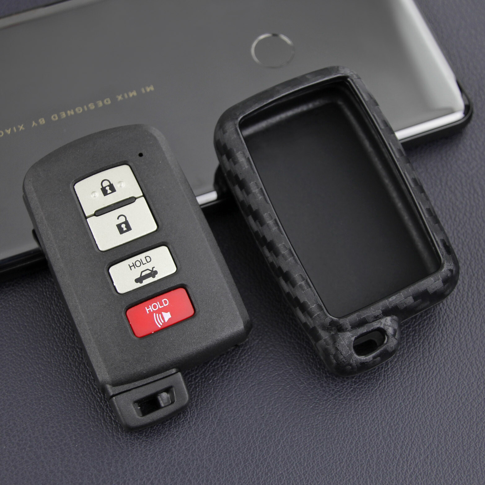 Carbon Fiber Key Fob Case Cover Holder for Toyota Rav4 Highlander ...