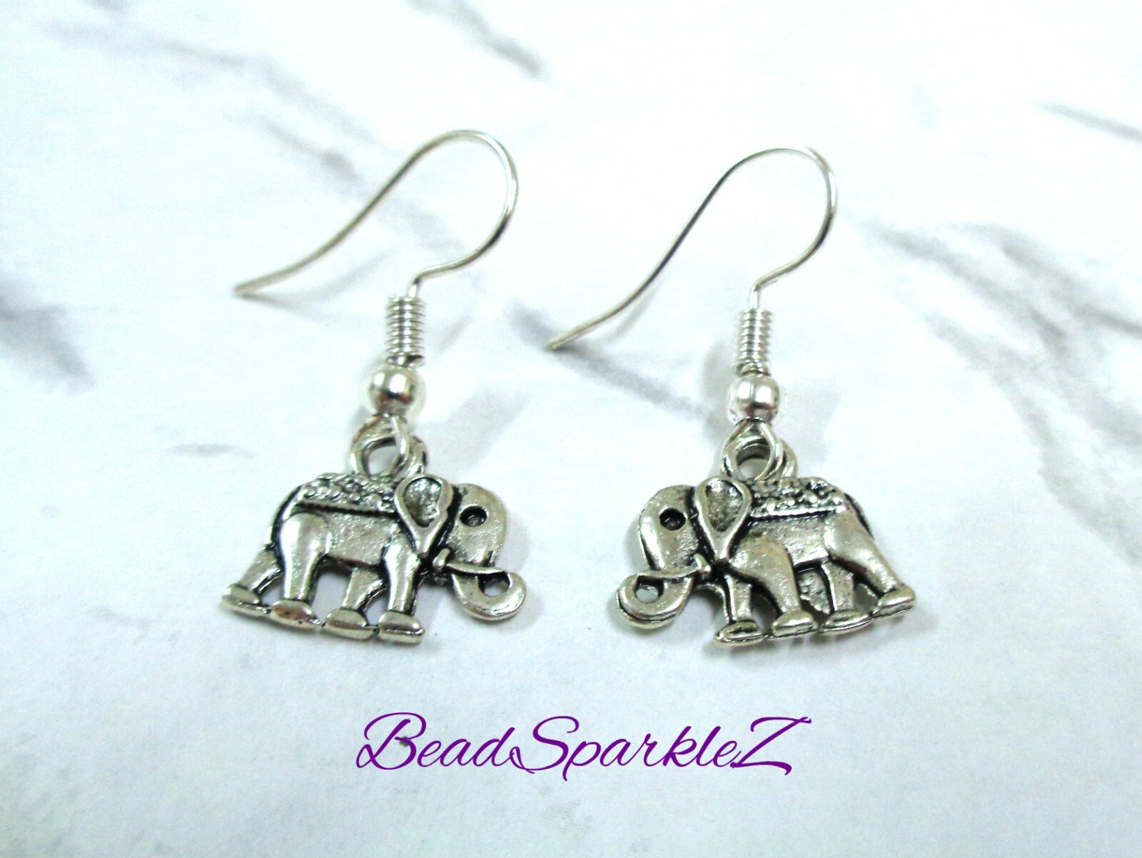 Small Silver Elephant Earrings Lucky Animal Hooks Simple Boho Ladies ...