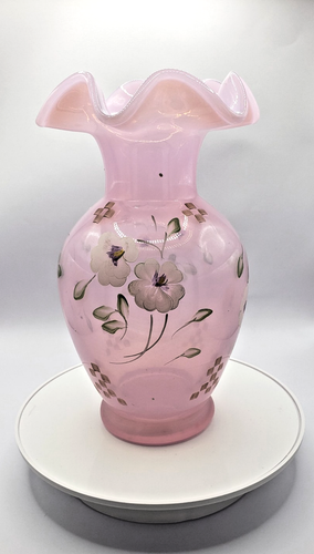 Fenton Glass Hand-painted Pink Vase 8.5" Signed by Artist B. Williams ...