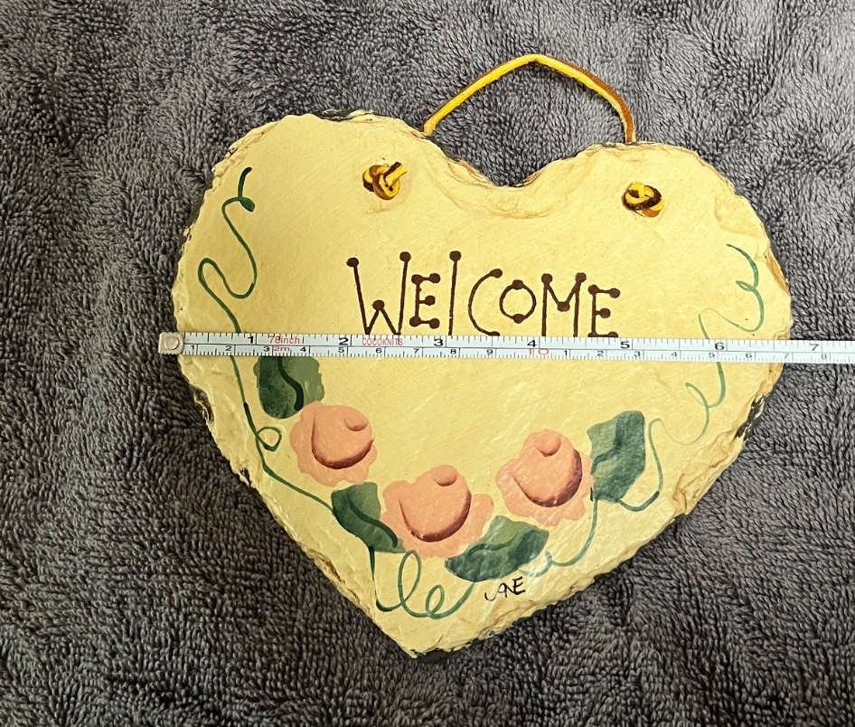 Hand Painted Welcome Home sign On Slate 7.” Heart Shaped Plaque | eBay
