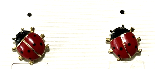 Vintage Gold Tone Tiny Ladybug Stud Post Earrings Lady Bug Enamel 6MM ...