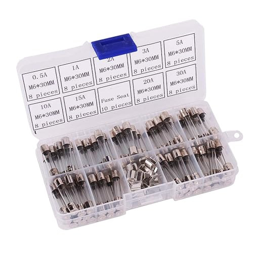 72pcs Fast Blow Glass Fuses Car Tube Fuse Assortment Kit 250V 0.5A, 1A ...