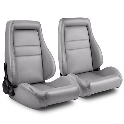 Universal Grey OBS Style Reclinable PVC Leather Car Seats 1 Pair | Right