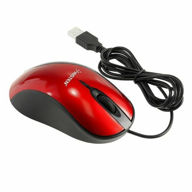 INSTEN 1042722 Red/Black 3 Buttons Tilt Wheel USB Wired Optical Mouse ...