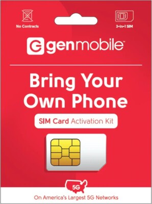 GEN MOBILE Prepaid SIM Card Unlimited Talk, Text, and Data for 30 Days ...
