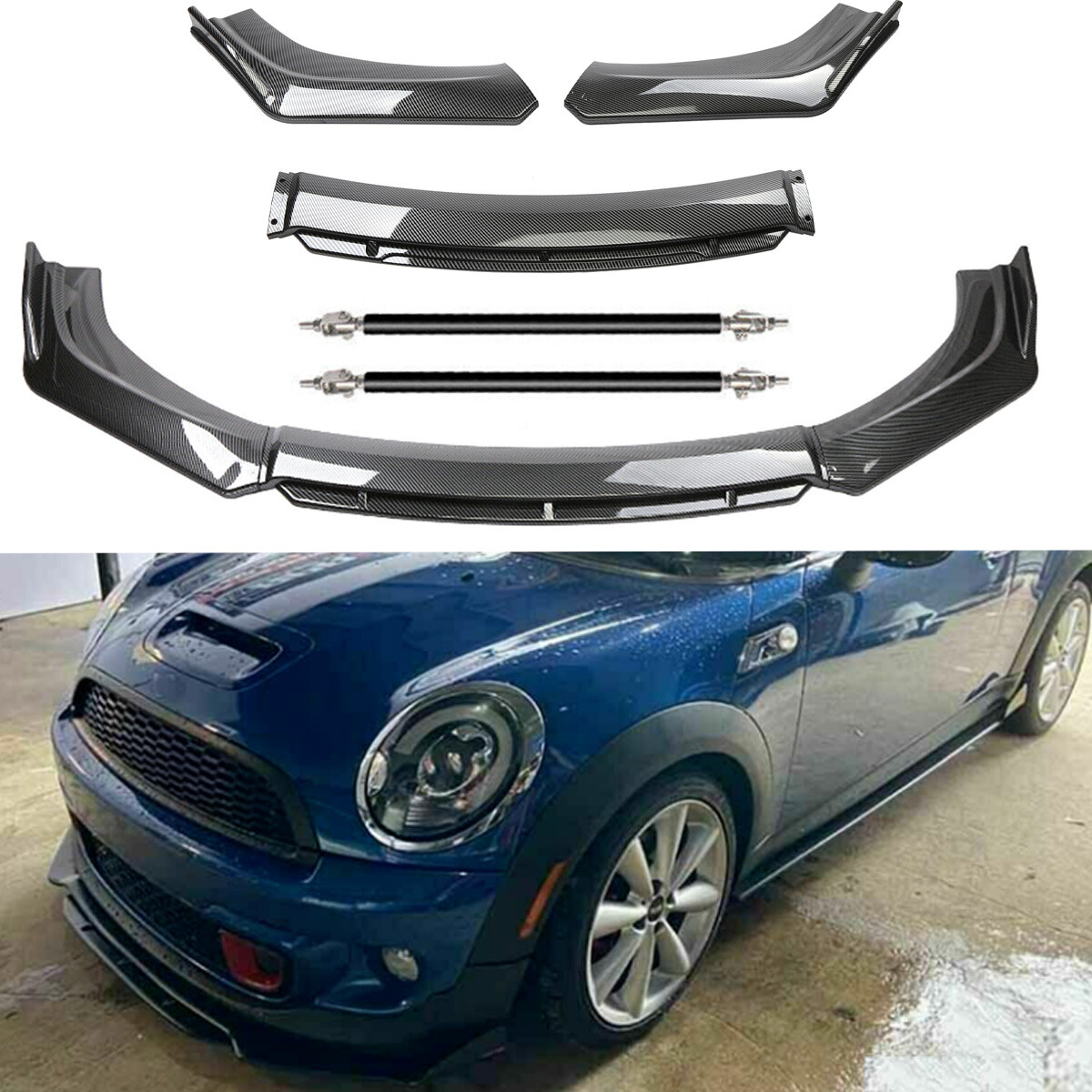 For Mini Cooper S R56 Front Bumper Lip Splitter Spoiler Carbon Fiber ...