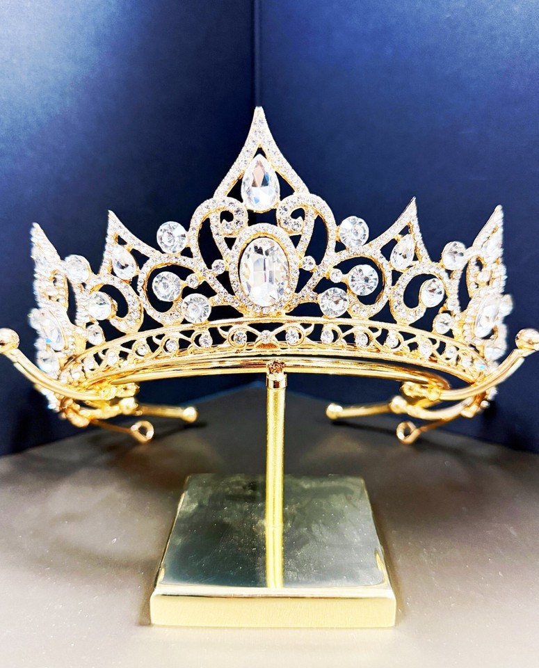 Gold Tiara and Crown for Women Crystal Queen Crown Clear Crystal ...