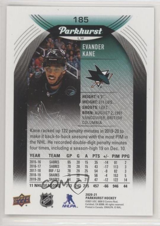 2020-21 Upper Deck Parkhurst Bronze Border Evander Kane #185 | eBay