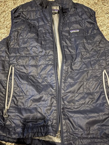 Patagonia Men's Nano Puff Vest Primaloft Blue, Full Zip, Polyester ...