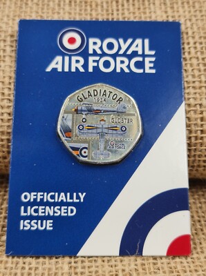 RAF Royal Air Force 50p Shap Coin 1934 Gladiator Gloster Medal ...