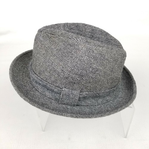 Vintage Stetson Mallory Mens Fedora Hat Tweed Gray Herringbone Size ...