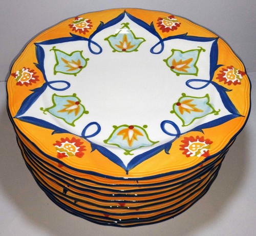NEW (2) Dinner Plates Set Zrike R2 Squared TIVOLI Hand Painted ...