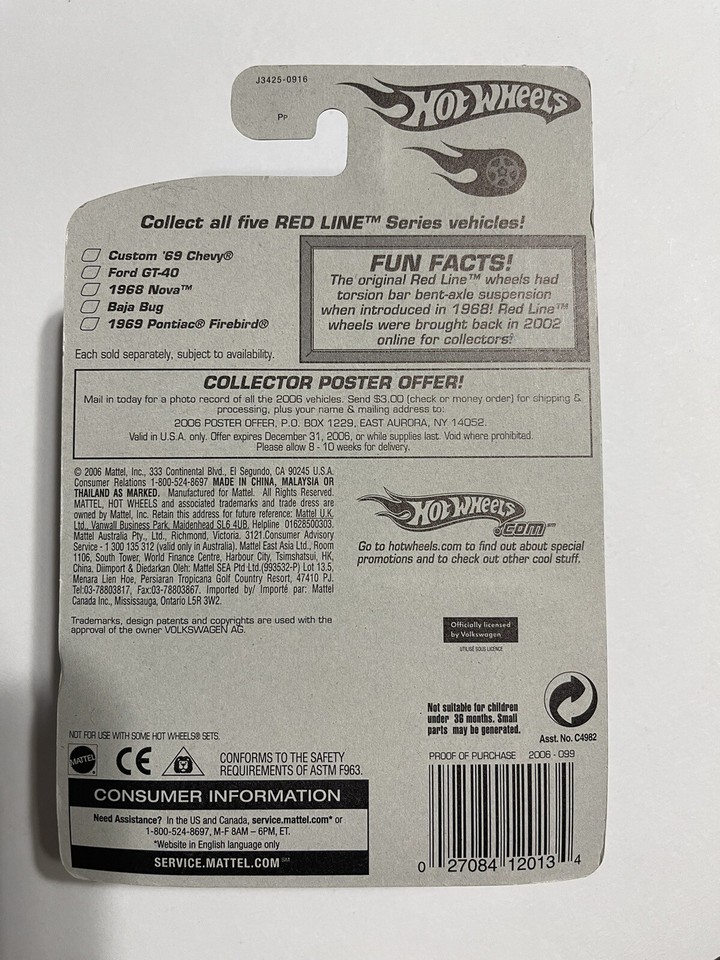 Mattel 2006 Hot Wheels "Red Line" Baja Bug #099 ~ J3425-1716 ...