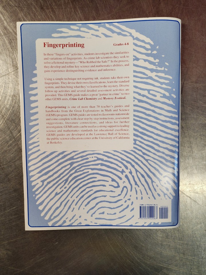 Fingerprinting Teachers Guide Teachers Guide Edition Grades 4-8 Book | eBay