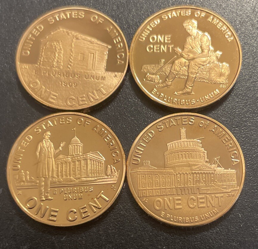 2009 S Lincoln Penny Set Gem Proof 4 coin Set from the Mint No box, COA ...