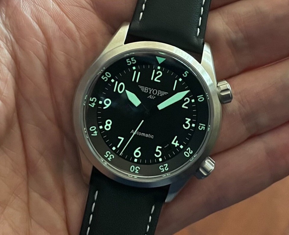 BYOP Avitimer Pilot Watch Seiko Automatic Sapphire Swiss C3 Lume | eBay
