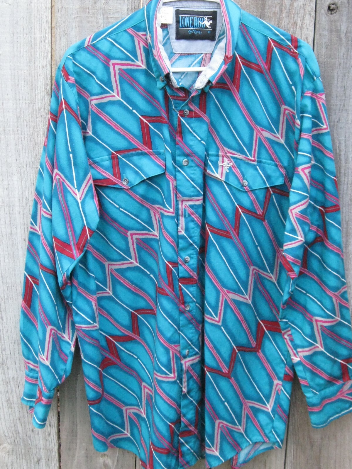 Vintage XL Lone Roo Men's Long Sleeved Shirt Roper Turquoise Western ...