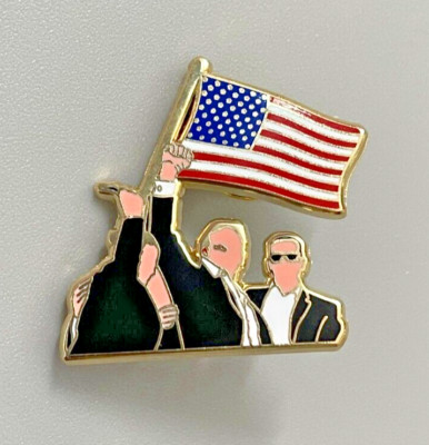 Donald Trump Fight! Fight! Fight! Lapel Pin MAGA Hat Pin Assassination ...