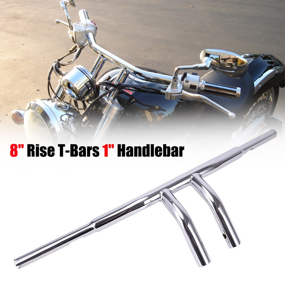 Motorcycle Fat 1'' Chrome 8" Rise Pullback T-Bars Handlebars Drag For ...