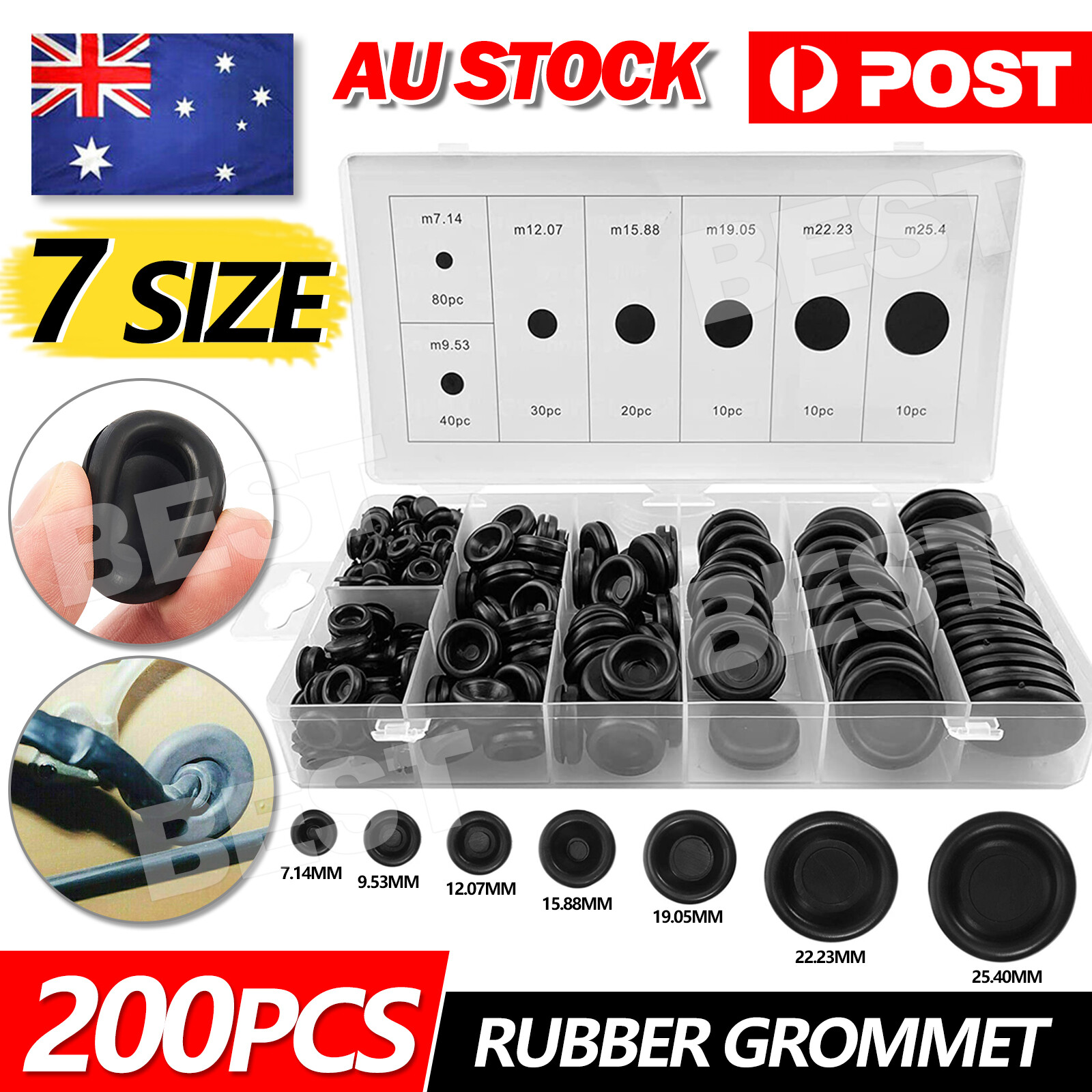 Auto Rubber Grommet Assortment Set 200 Pcs Fastener Kit Blanking 7 ...