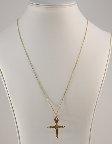 Gorgeous Double Sided 14k Yellow Gold Cross & 20 Inch Chain Necklace | eBay