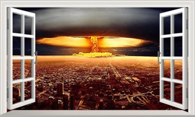 Nuclear Atomic Bomb Explosion 3D Magic Window Wall Art Self Adhesive ...
