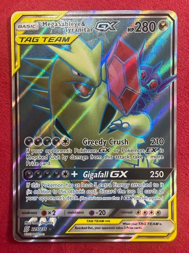 Mega Sableye & Tyranitar GX Tag Team 225/236 Holo Rare Unified Minds ...