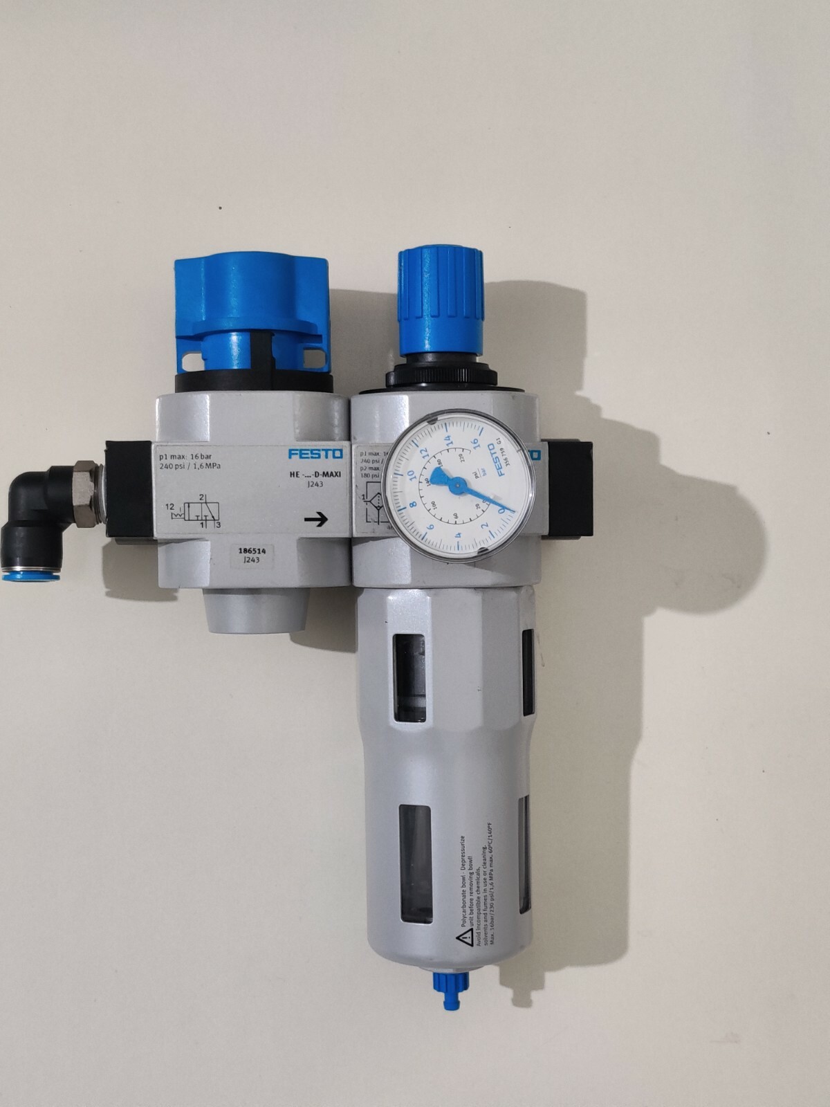 Festo- HE-...-D-MAXI J243 On/Off Valve + Festo LFR-D-MAXI Regulator | eBay