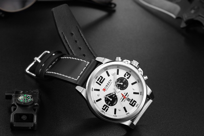 CURREN Military Men's Watch Sport Chronograph Leather Infantry Reloj ...