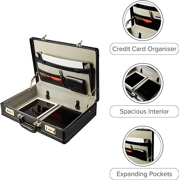 Executive Attache Briefcase Pu Leather Executive Case Expanding ...
