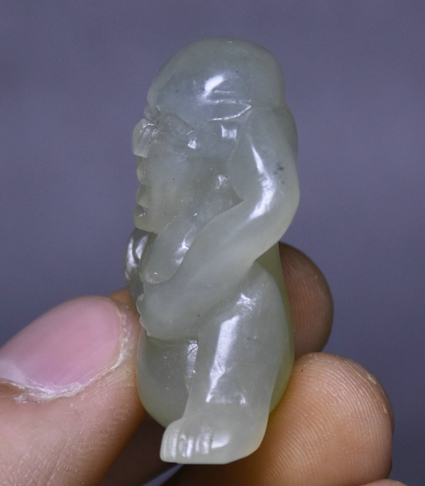 1.5" Old Chinese Xiu Jade Carved Primitive People Person Pendant ...