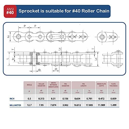 #40 Roller Chain Sprocket B 3/4" Bore Rust Prevention Hardened 10 Tooth ...