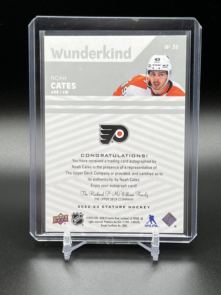 2022-23 Stature Hockey NOAH CATES Wunderkind Auto - Philadelphia Flyers ...